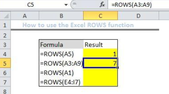 Excel Formula: How to use the Excel ROWS function - Excelchat