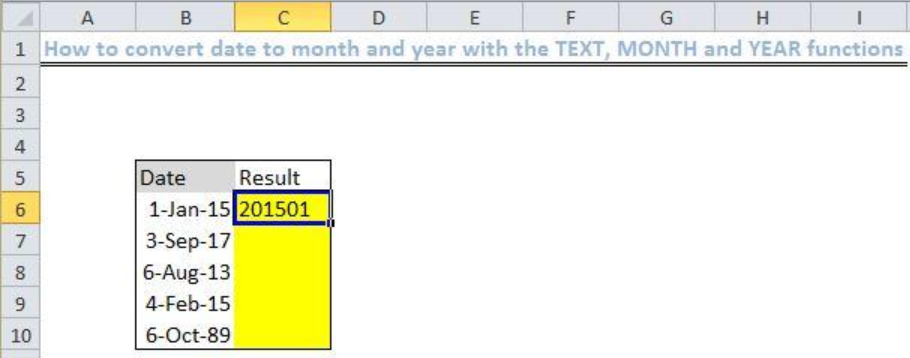 Excel formula: Convert date to month and year