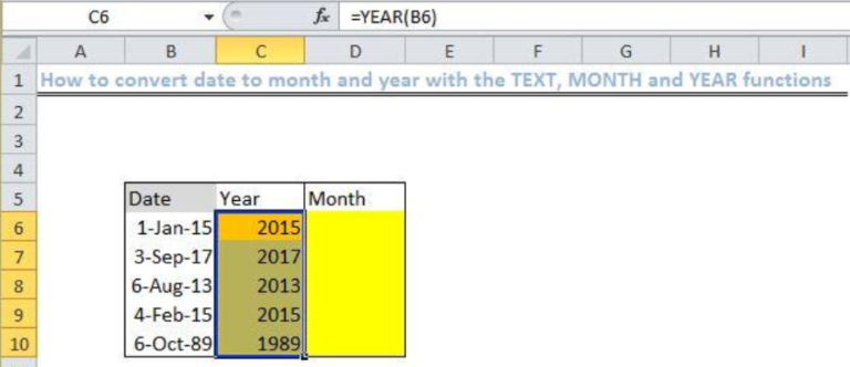 Excel formula: Convert date to month and year