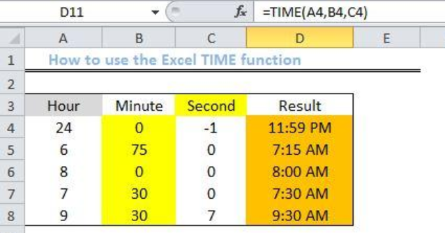 Excel Formula: How to use the Excel TIME function - Excelchat