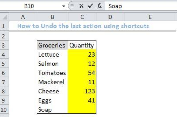 Excel Shortcut: Undo last action - Excelchat