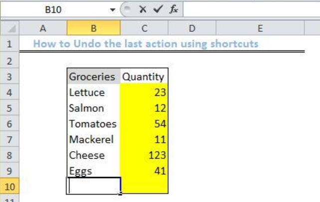 Excel Shortcut: Undo last action - Excelchat