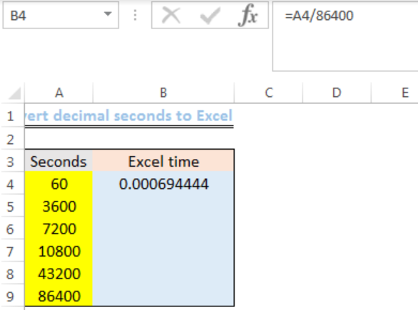 Excel formula: Convert decimal seconds to Excel time - Excelchat