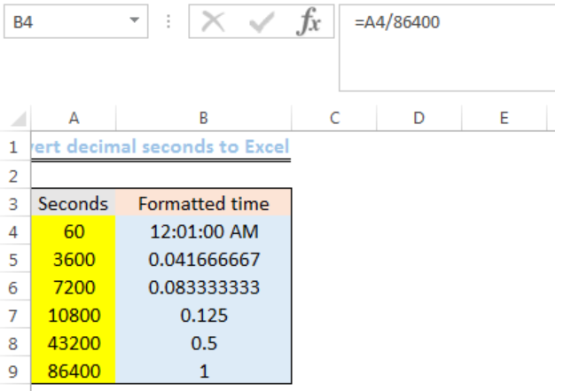 Excel formula: Convert decimal seconds to Excel time - Excelchat