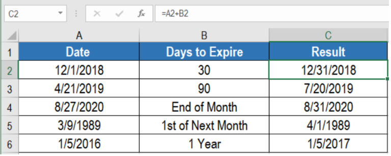 Excel formula: Calculate expiration date