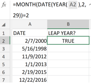 Excel formula: Year is a leap year