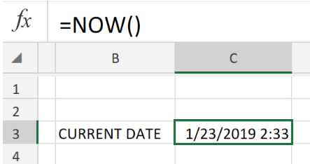 Excel formula: Display the current date and time using TODAY function