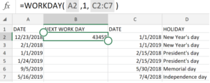 Excel formula: Next working day with WORKDAY function - Excelchat