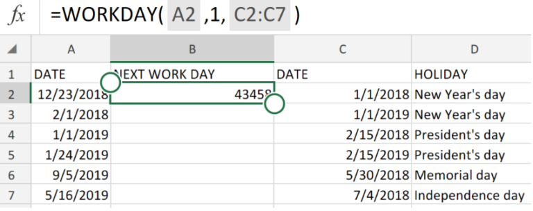 Excel formula: Next working day with WORKDAY function - Excelchat