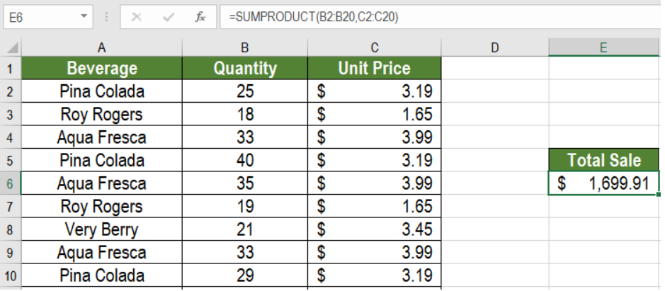 Excel Formua: How to use the Excel SUMPRODUCT function - Excelchat