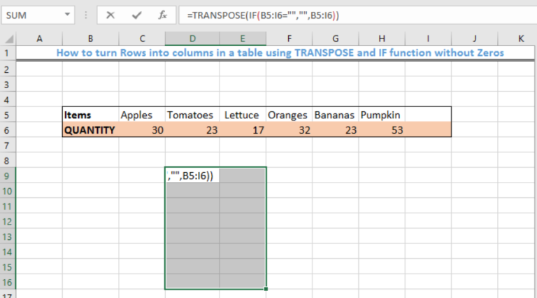 Excel formula: Transpose table without zeros - Excelchat