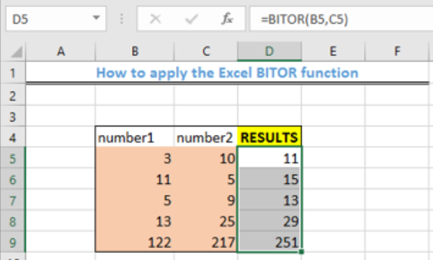 How to use the Excel BITOR function - Excelchat