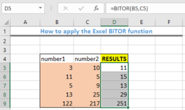 How to use the Excel BITOR function - Excelchat
