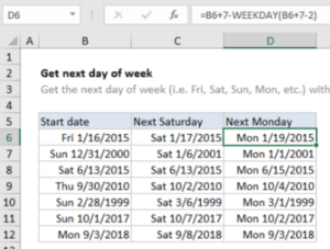 Excel formula: Get next day of week - Excelchat