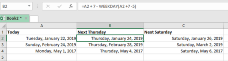 Excel Formula Get Next Day Of Week Excelchat