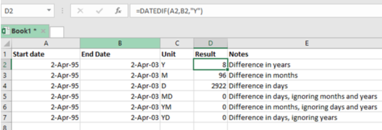 Excel Formula: How to use the Excel DATEDIF function - Excelchat