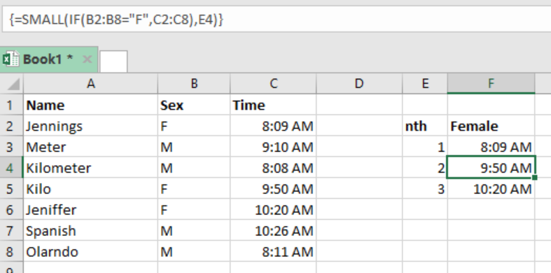 Excel formula: nth smallest value with criteria - Excelchat