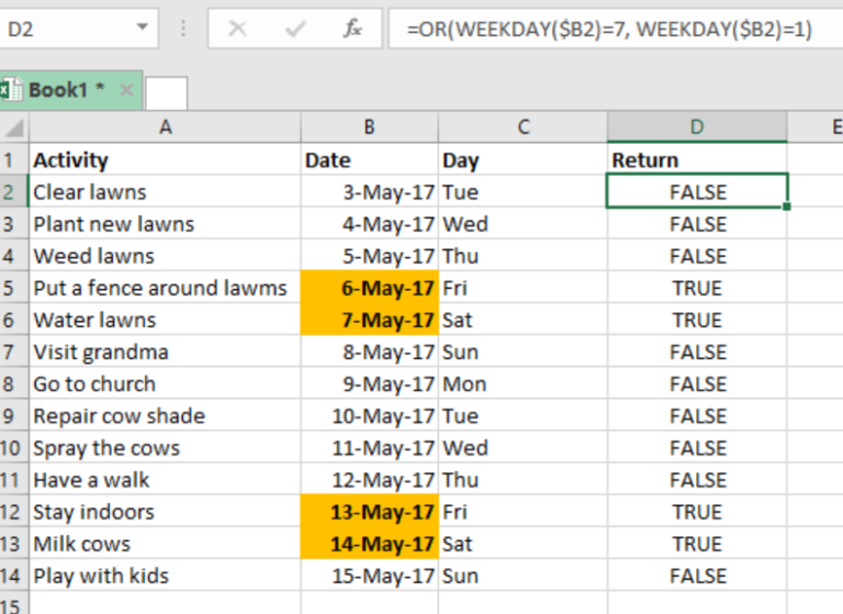 Excel formula: Highlight dates that are weekends - Excelchat