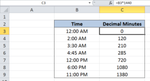 Excel formula: Convert Excel time to decimal minutes