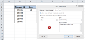 Excel formula: Data validation allow numbers only