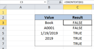 Excel ISNONTEXT function