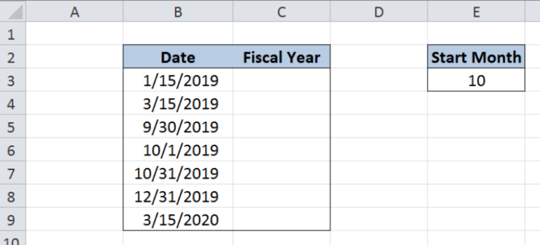 Excel formula: Get fiscal year from date