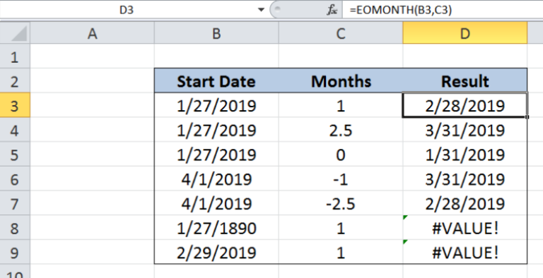 How to use the Excel EOMONTH function