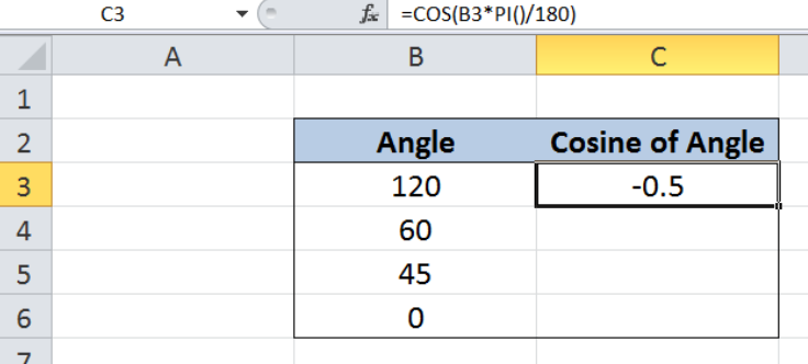 How to use the Excel COS function