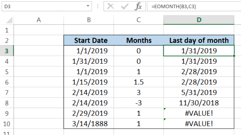 Excel formula: Get last day of month