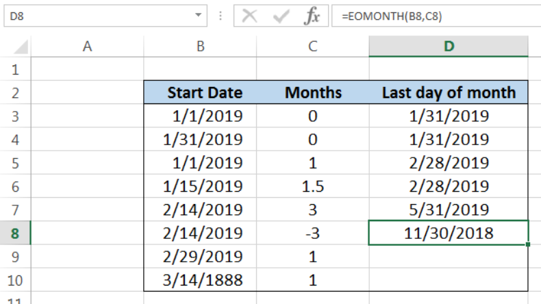Excel formula: Get last day of month