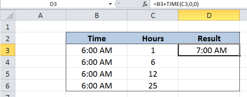 Excel formula: Add decimal hours to time