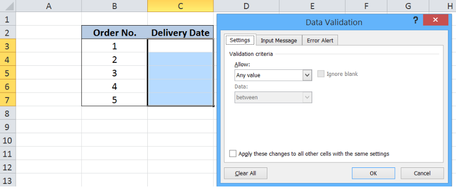Excel formula: Data validation date in next 30 days