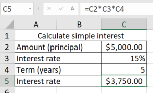 Excel formula: Calculate simple interest