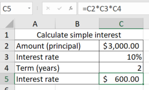 Excel formula: Calculate simple interest