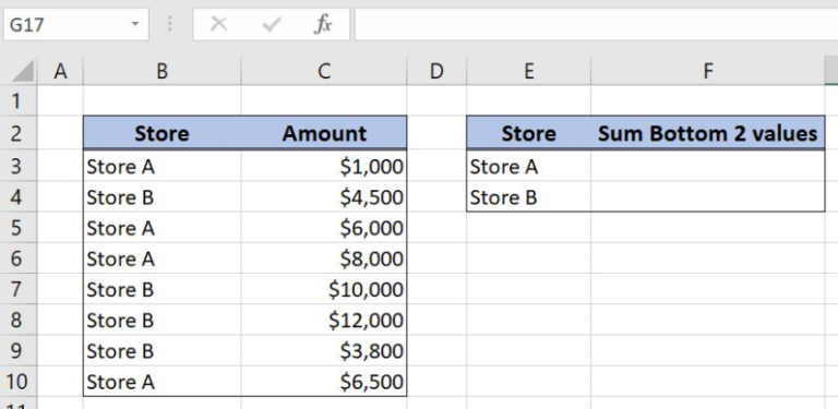 Excel formula: Sum bottom n values with criteria with SUM function