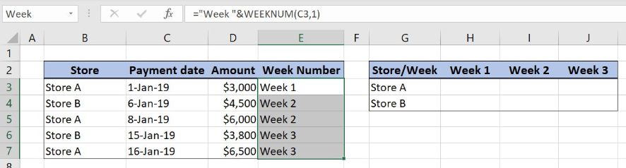 Excel formula: Sum by week number