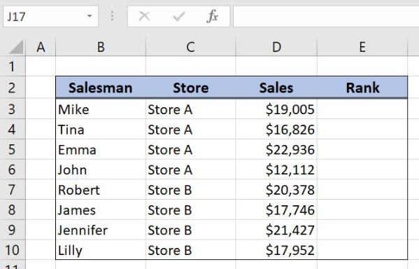 Excel formula: Rank with criteria