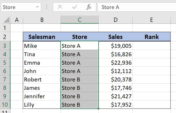Excel formula: Rank with criteria
