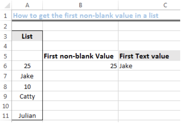 How To Get The First Non Blank Value And Text Value In A List In Excel Excelchat