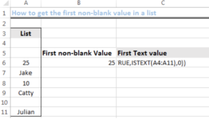 How to Get the First Non-blank Value and Text Value in a List in Excel ...