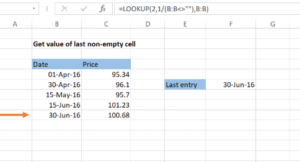 Excel formula: Get value of last non-empty cell