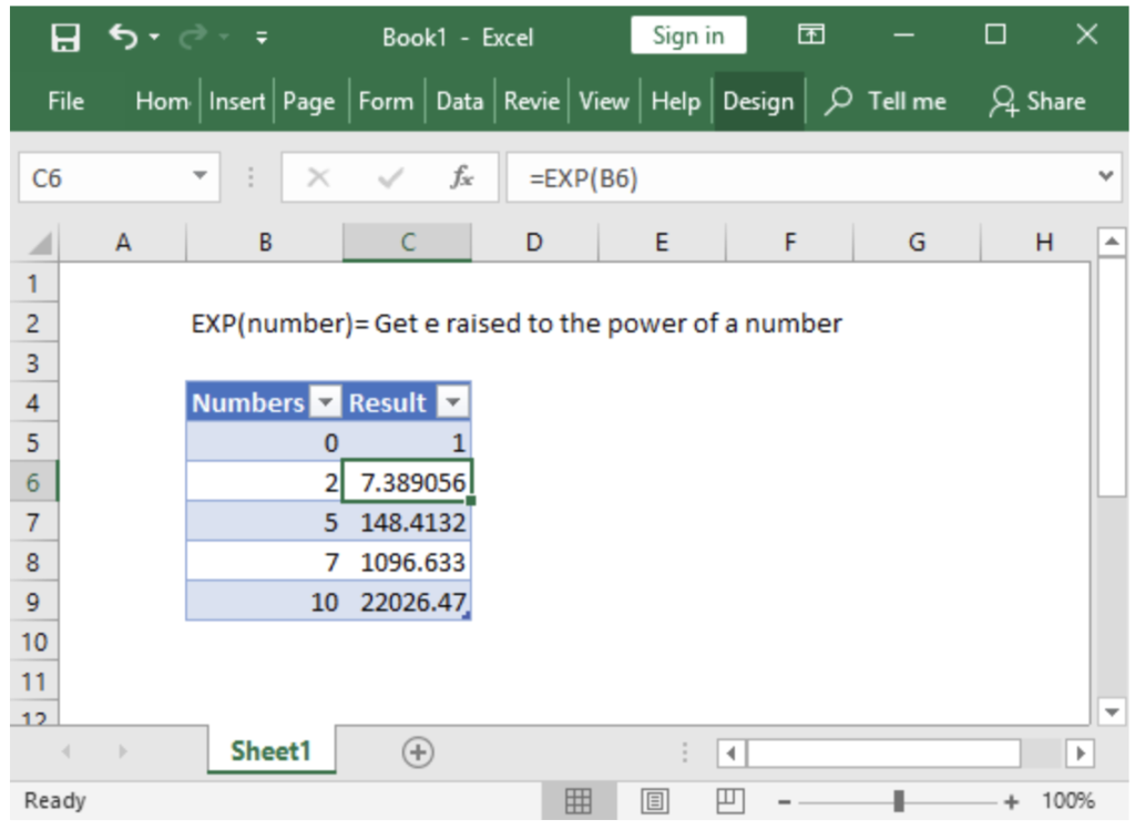 How to use the Excel EXP function
