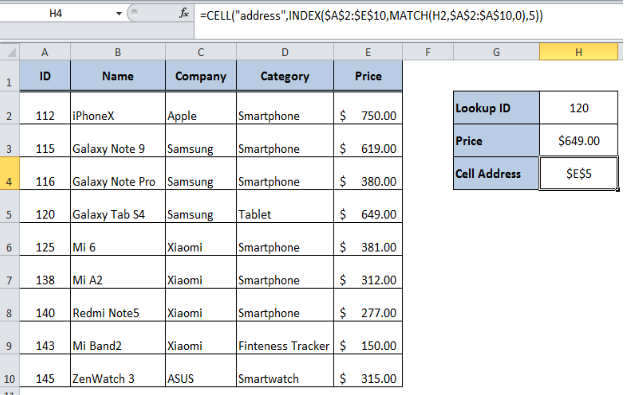 How To Get Address Of Lookup Result Excelchat