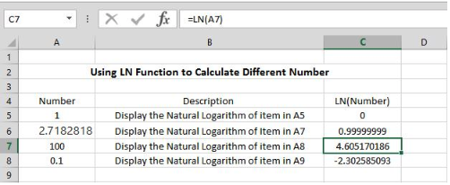 How to use the Excel LN function