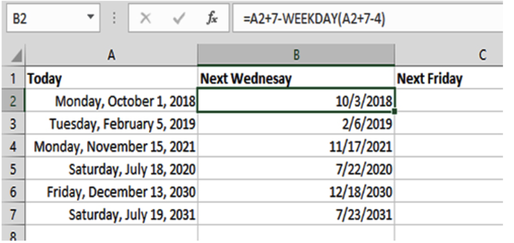 Excel formula: Get next day of week - Excelchat