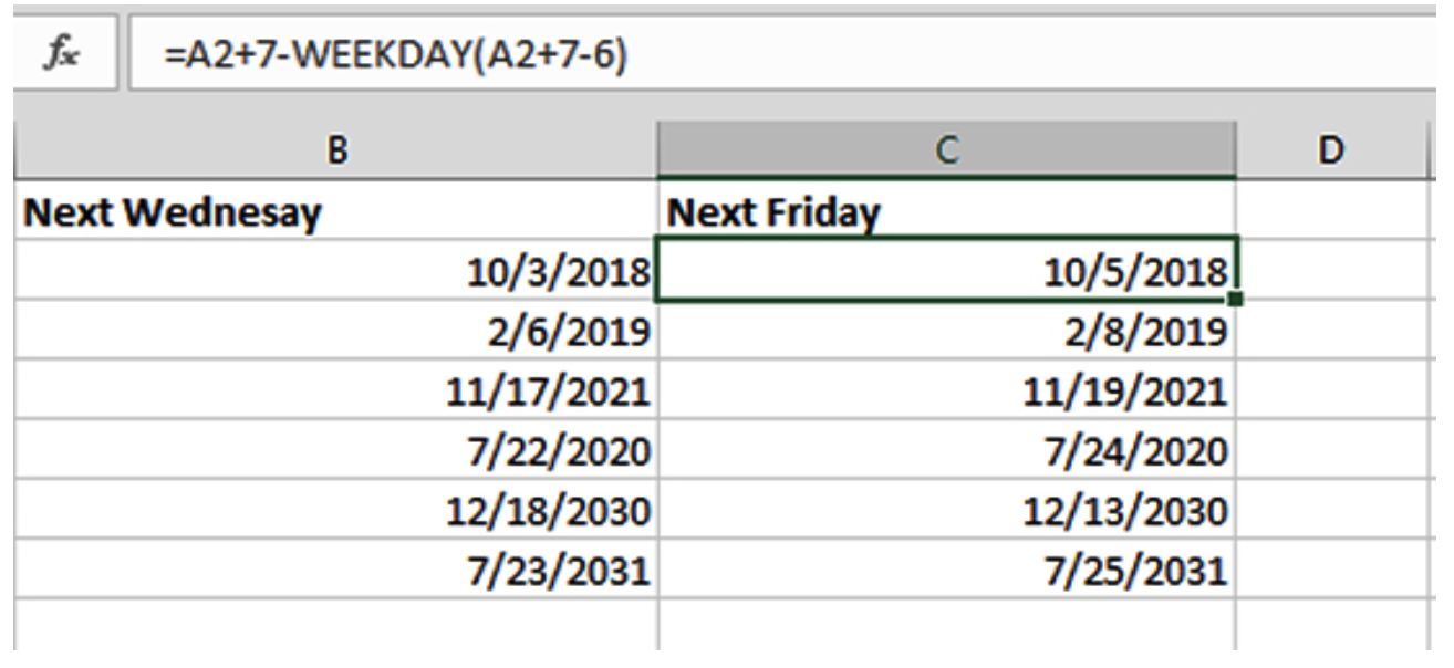 Excel formula: Get next day of week - Excelchat