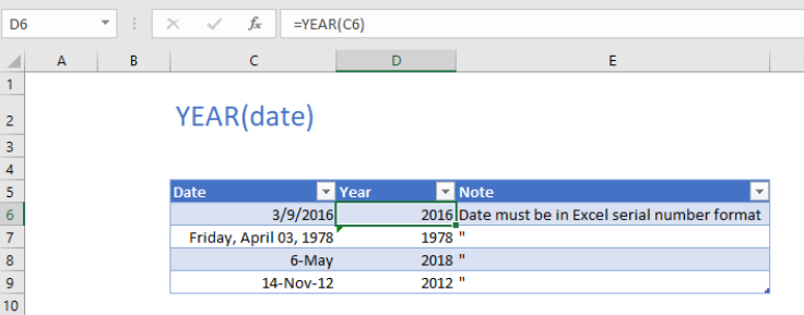 Excel Formula: How to use the Excel YEAR function - Excelchat