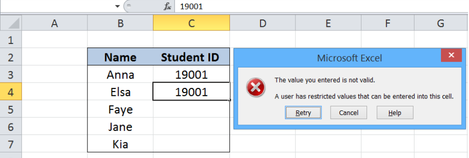 Excel Formula Data Validation Unique Values Only