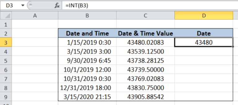 Excel formula: Extract date from a date and time