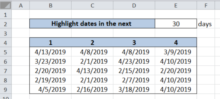 How to highlight dates in the next N days in Excel